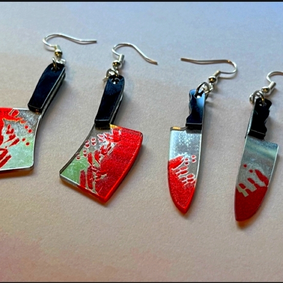 Handmade | Jewelry | Sterling Silver Bloody Knife Earrings Halloween ...